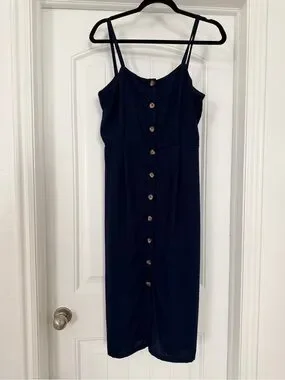 Studio | Dresses | Studio Navy Buttonfront Mini Dress With Spaghetti ...